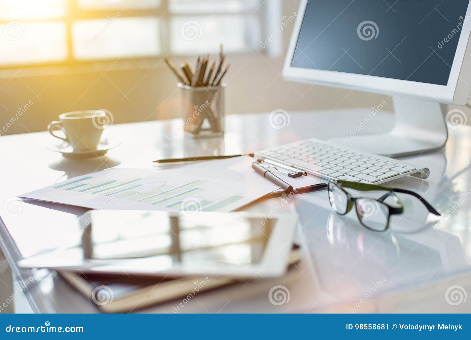 The Abstract Office Desktop Stock Image - Image of design, office: 98558681