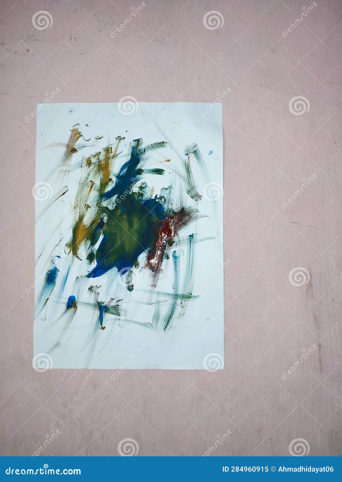 Abstract Oil Paint Texture on Paper Pasted on the Wall Stock Image ...