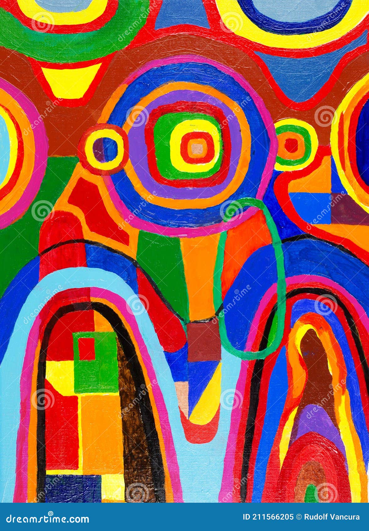 Vibrant artwork stock image. Image of shapes, childlike - 211566205