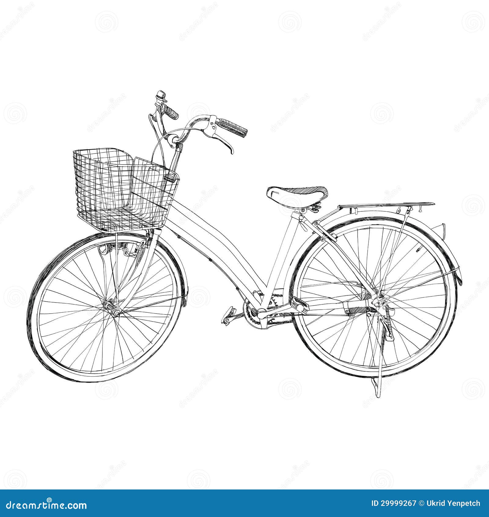 Old Bicycle - Sketch Illustration Hand Drawn Royalty Free Stock ...