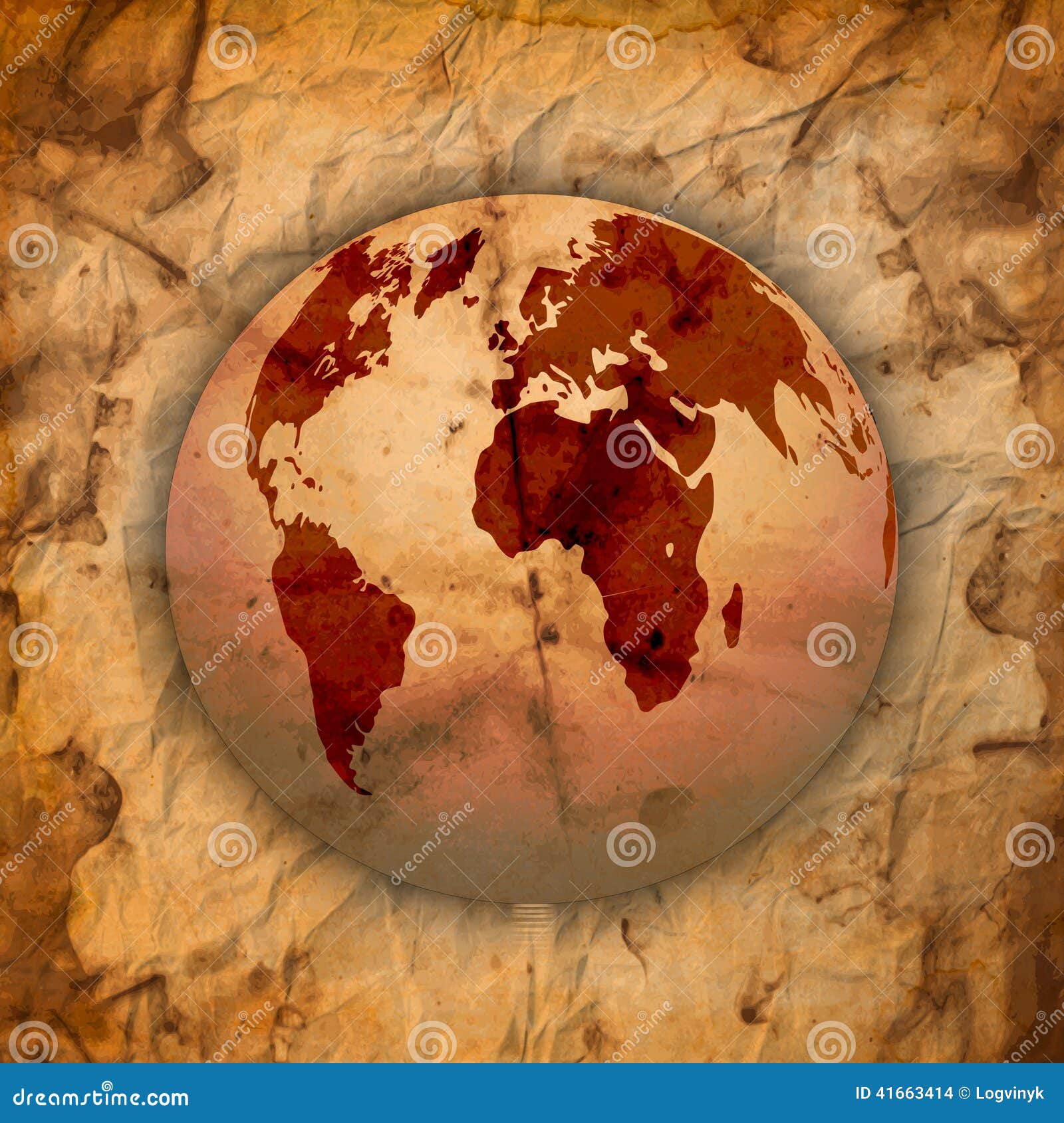 Abstract Old Grungy Paper and World Map Stock Illustration ...