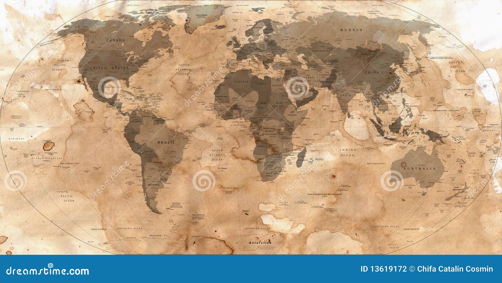 Abstract Old Map of the World Stock Illustration - Illustration of ...