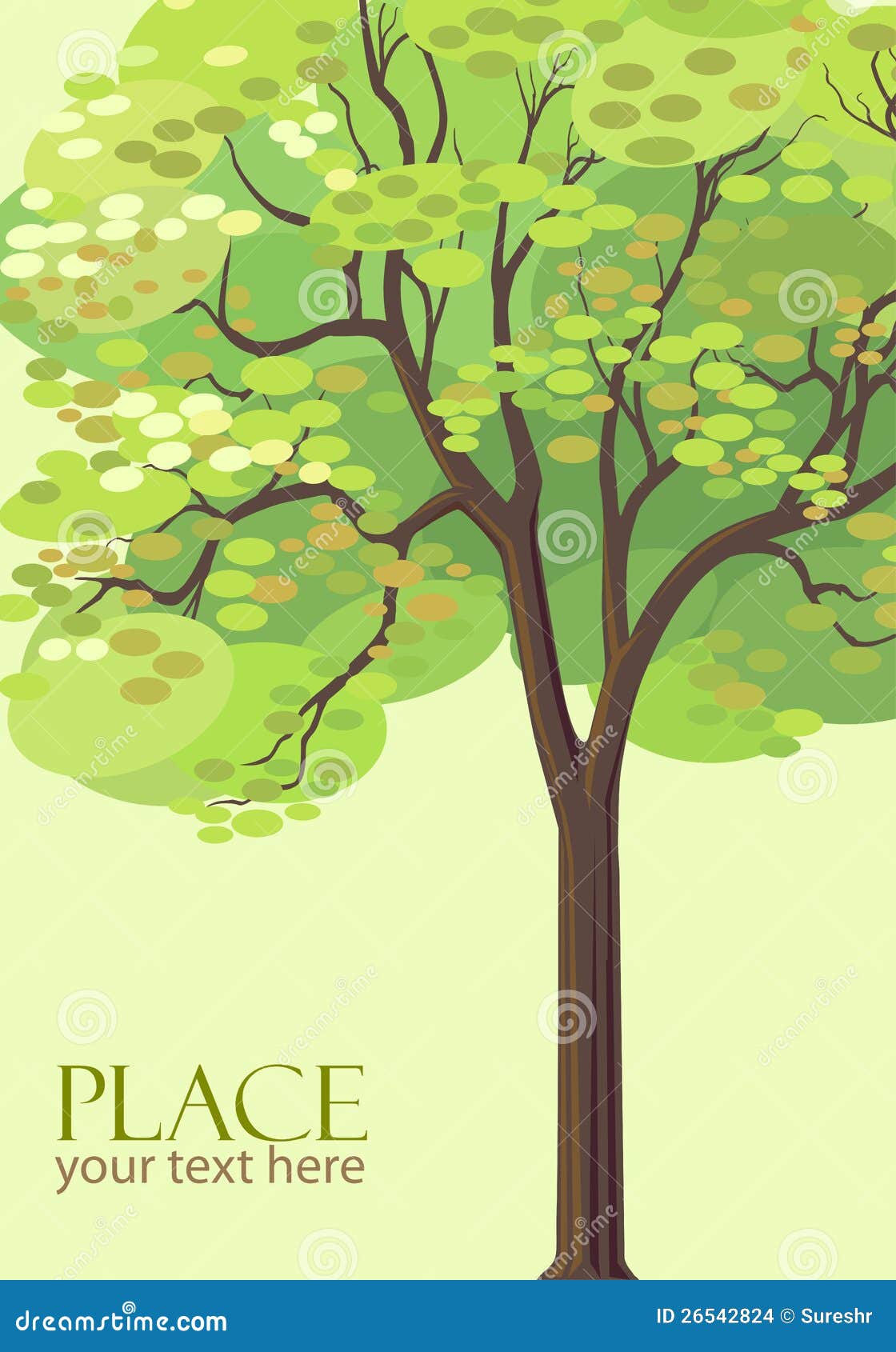 Abstract Olive Green Tree Background - Stylized Stock Vector ...