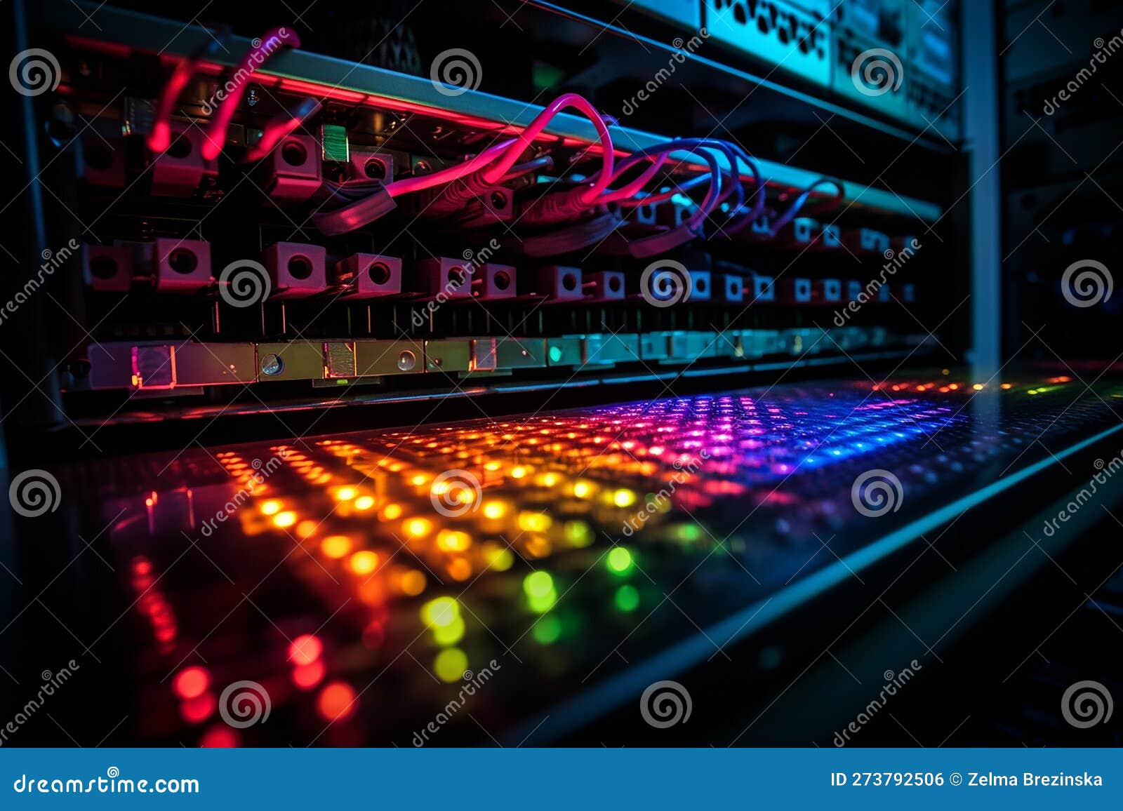 Abstract Olorful Network Panel, Switch and Cable in Data Center ...