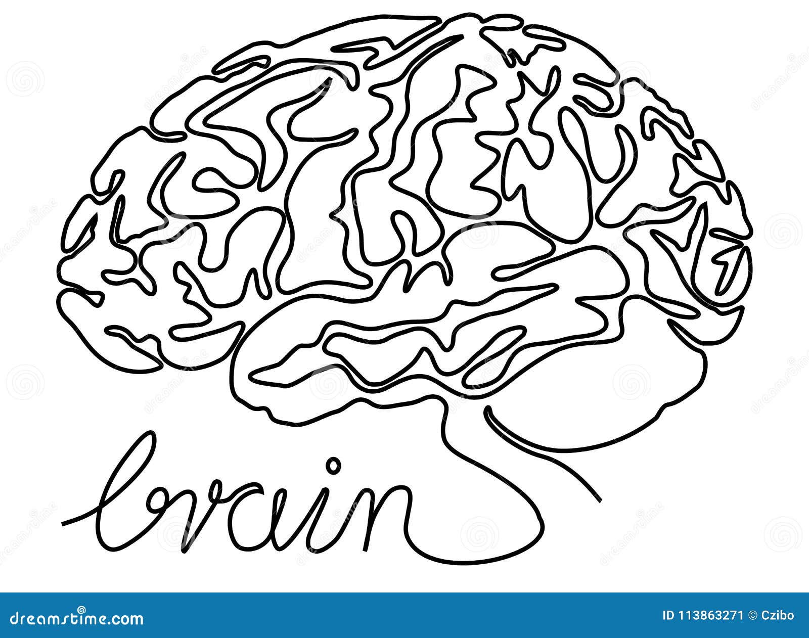 Abstract Brain One Line Drawing Stock Vector - Illustration of science ...