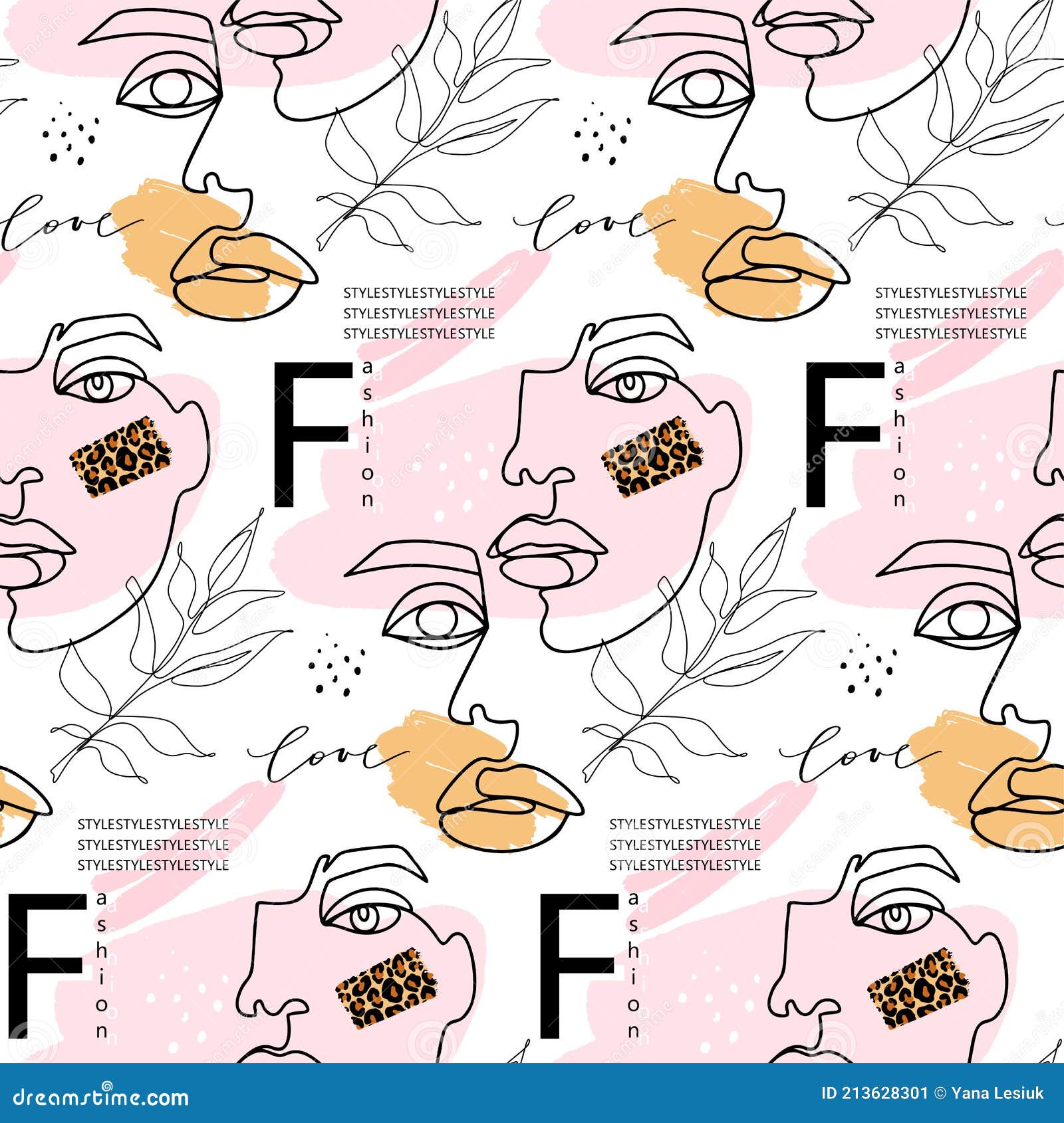 Abstract One Line Seamless Pattern Continuous Outline Background With