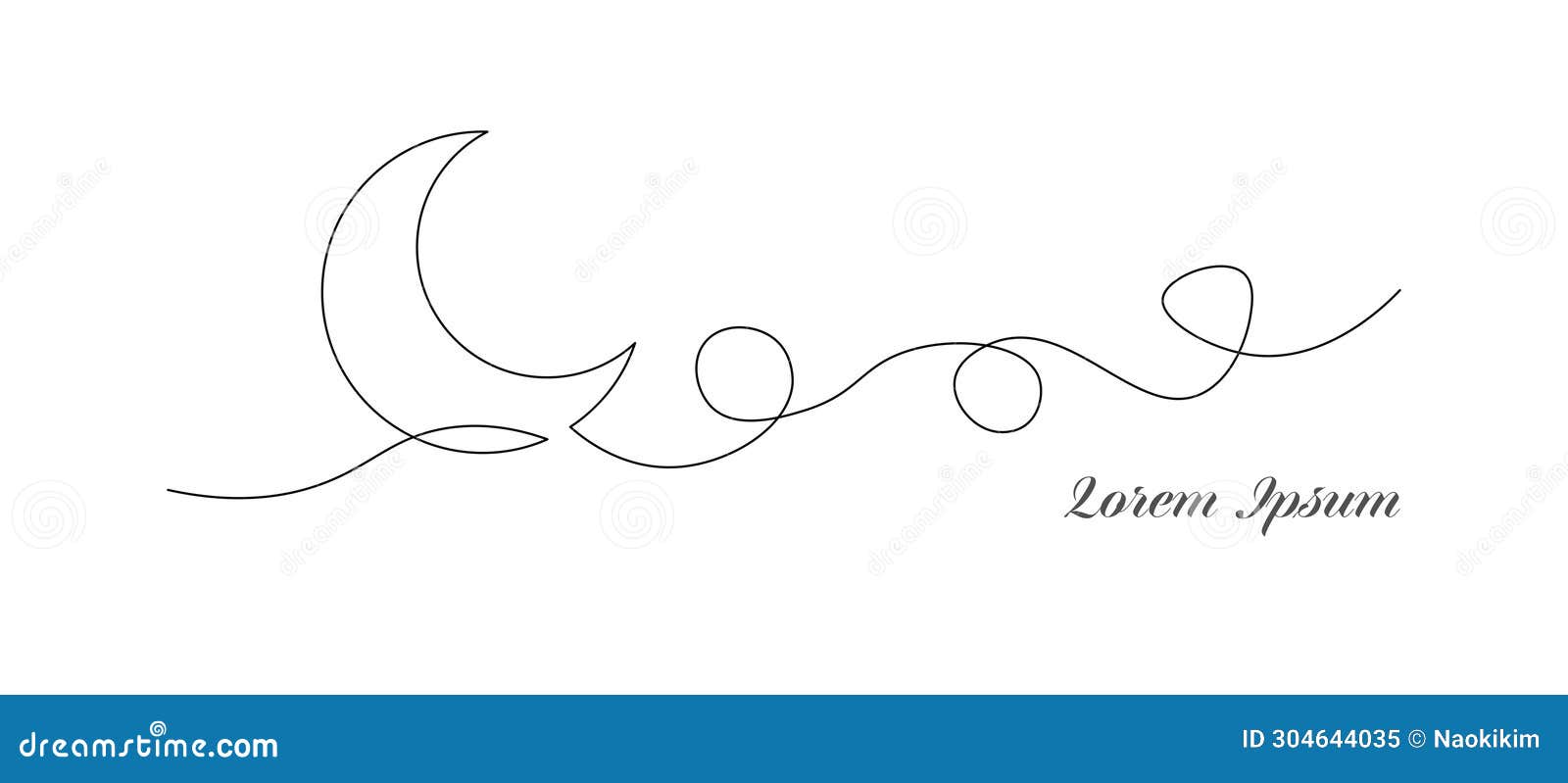 Abstract One Stroke Continuous Line, Crescent Moon Background, Simple ...