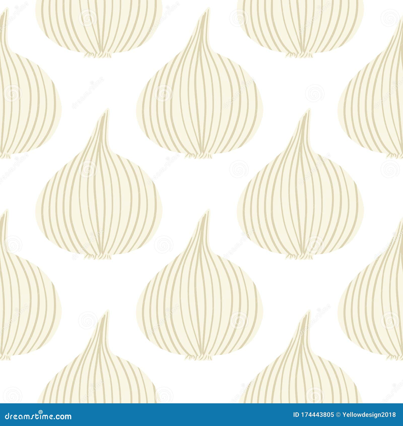 Abstract Onion Seamless Pattern on White Backdrop. Hand Drawn Onion ...