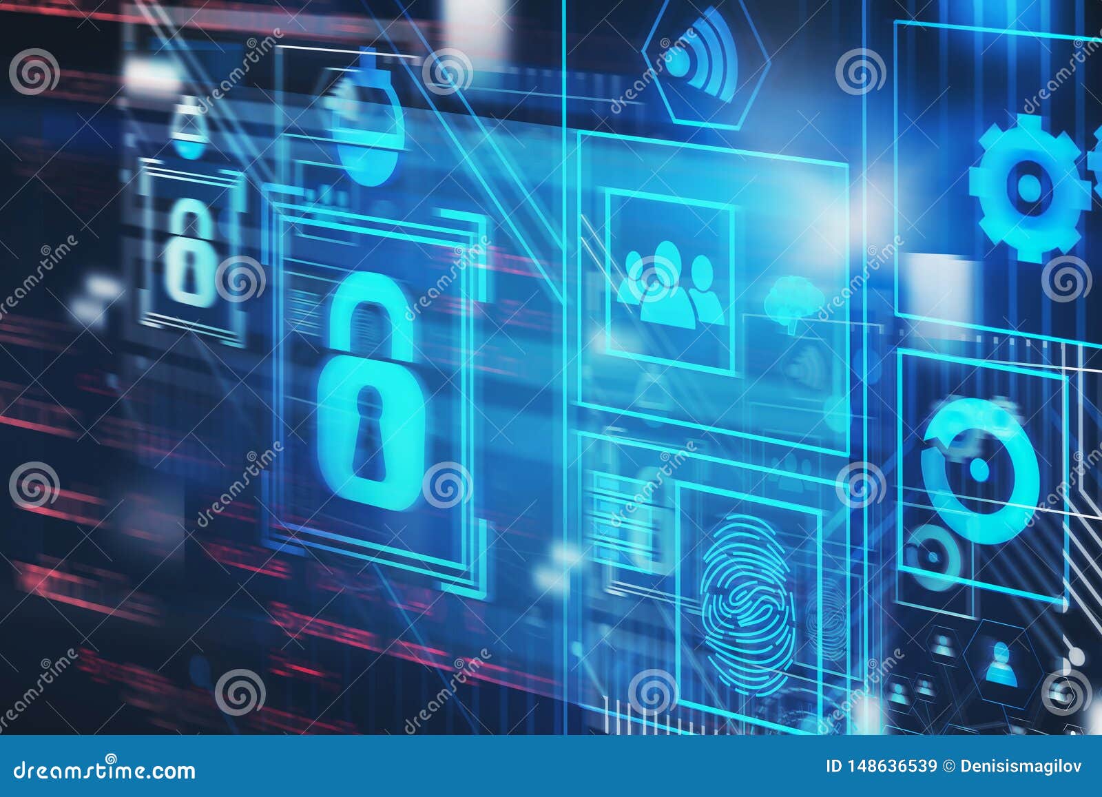 Abstract Online Security Virtual Screen Stock Illustration ...