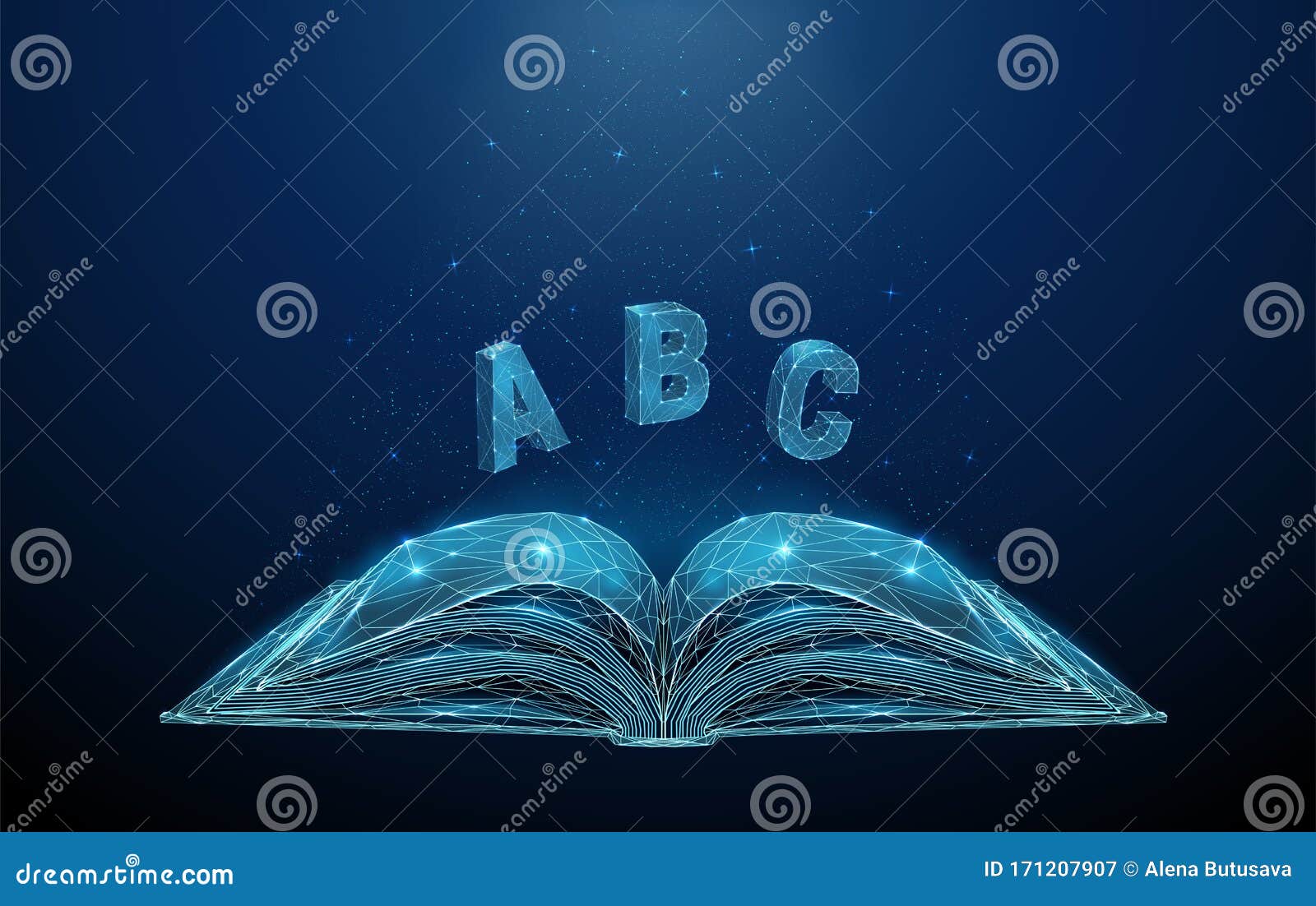 Abstract Open Book with Flying Letters ABC Stock Vector - Illustration ...