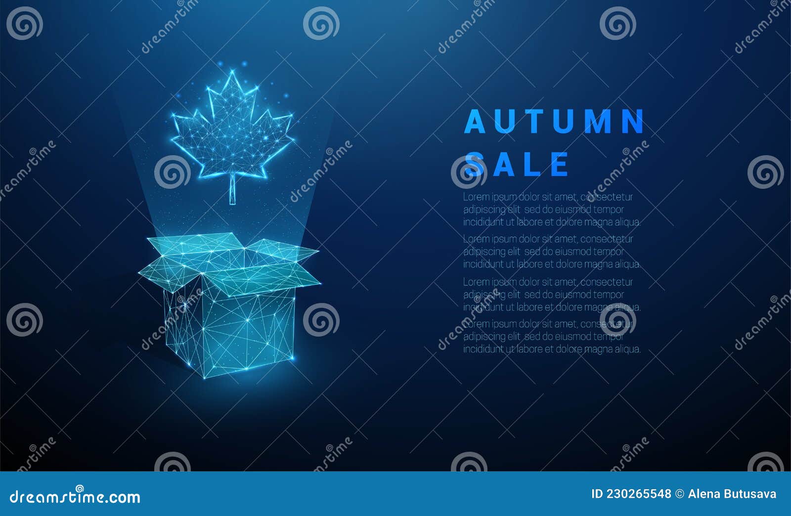 Abstract Open Box and Maple Leaf. Autumn Sale Template Stock Vector ...
