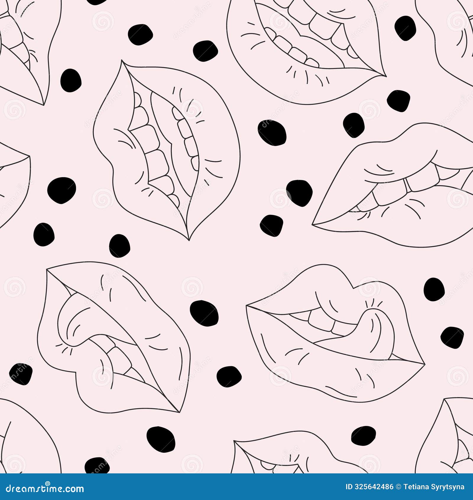Abstract Open Mouth with Teeth, Sensual Lips Seamless Pattern Stock ...