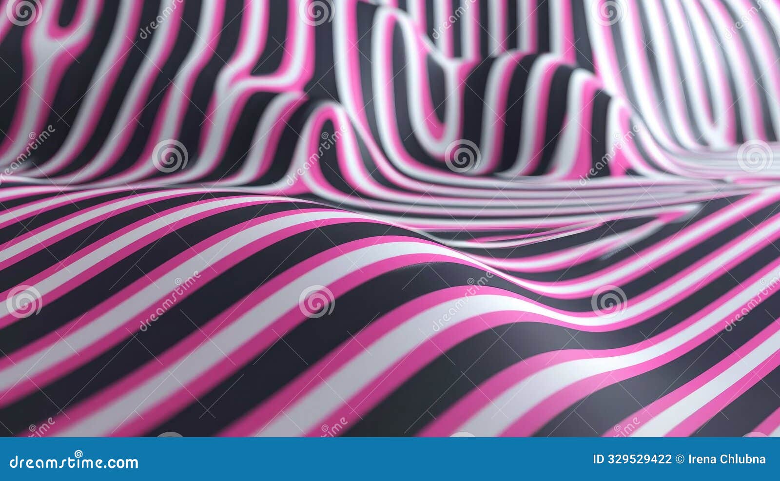 Abstract Optical Illusion with Black, White, and Pink Waves Stock ...