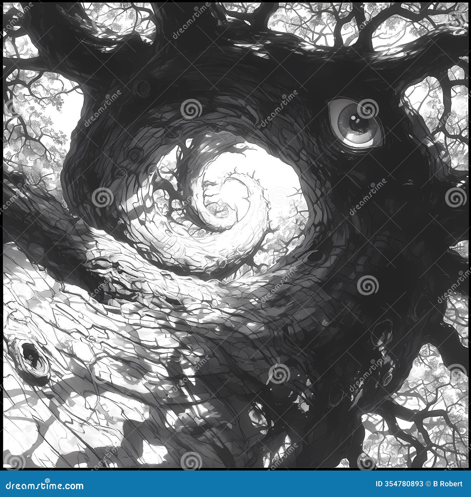 Abstract Optical Illusion: Tree Trunk Spiral Stock Illustration ...