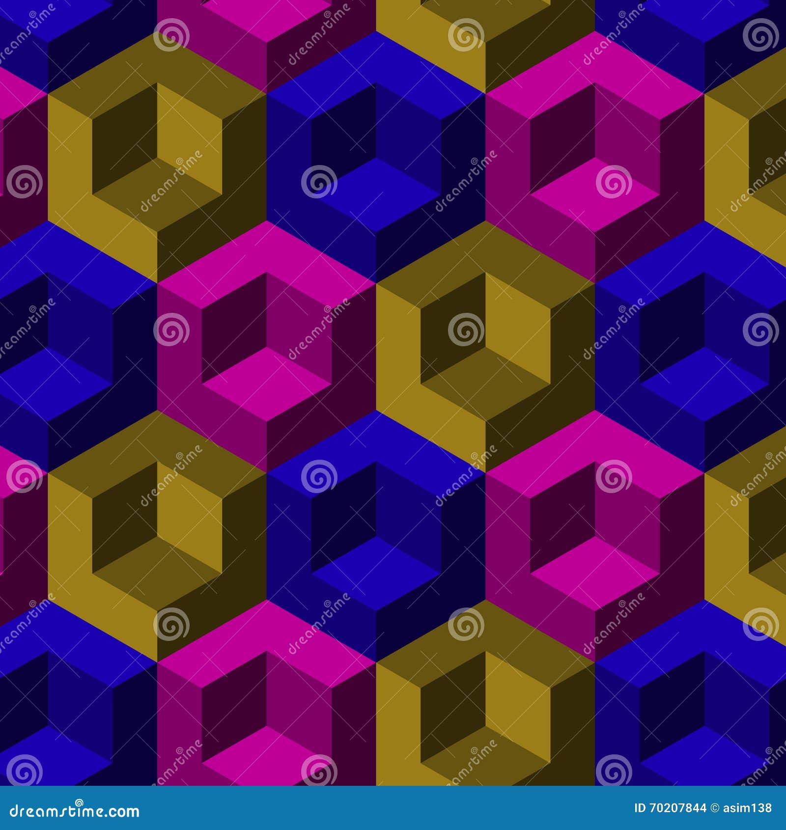 Abstract Optical Illusion Vector Pattern with Dimensional Cubes Stock ...