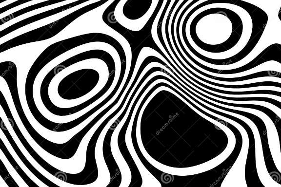 Abstract Optical Illusion Wave. Black and White Lines with Distortion ...