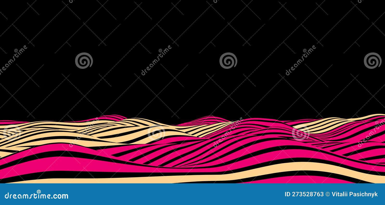 Abstract Optical Illusion Wave on Dark Background. a Flow of Purple and ...