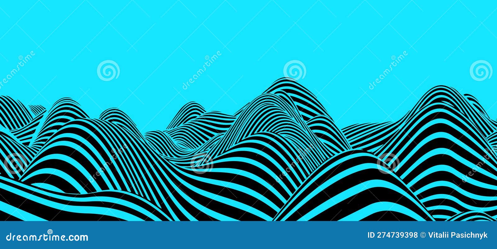 Abstract Optical Illusion Wave. a Flow of Black Stripes Forming a Wavy ...