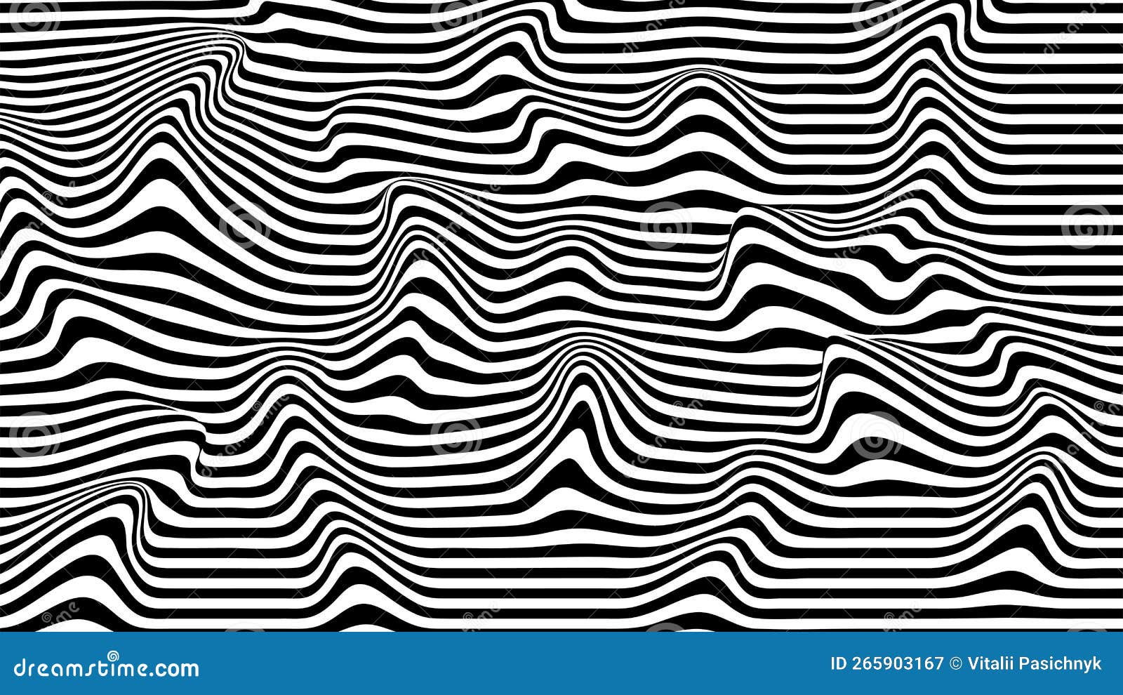 Abstract Optical Illusion Wave. a Flow of Black and White Stripes ...