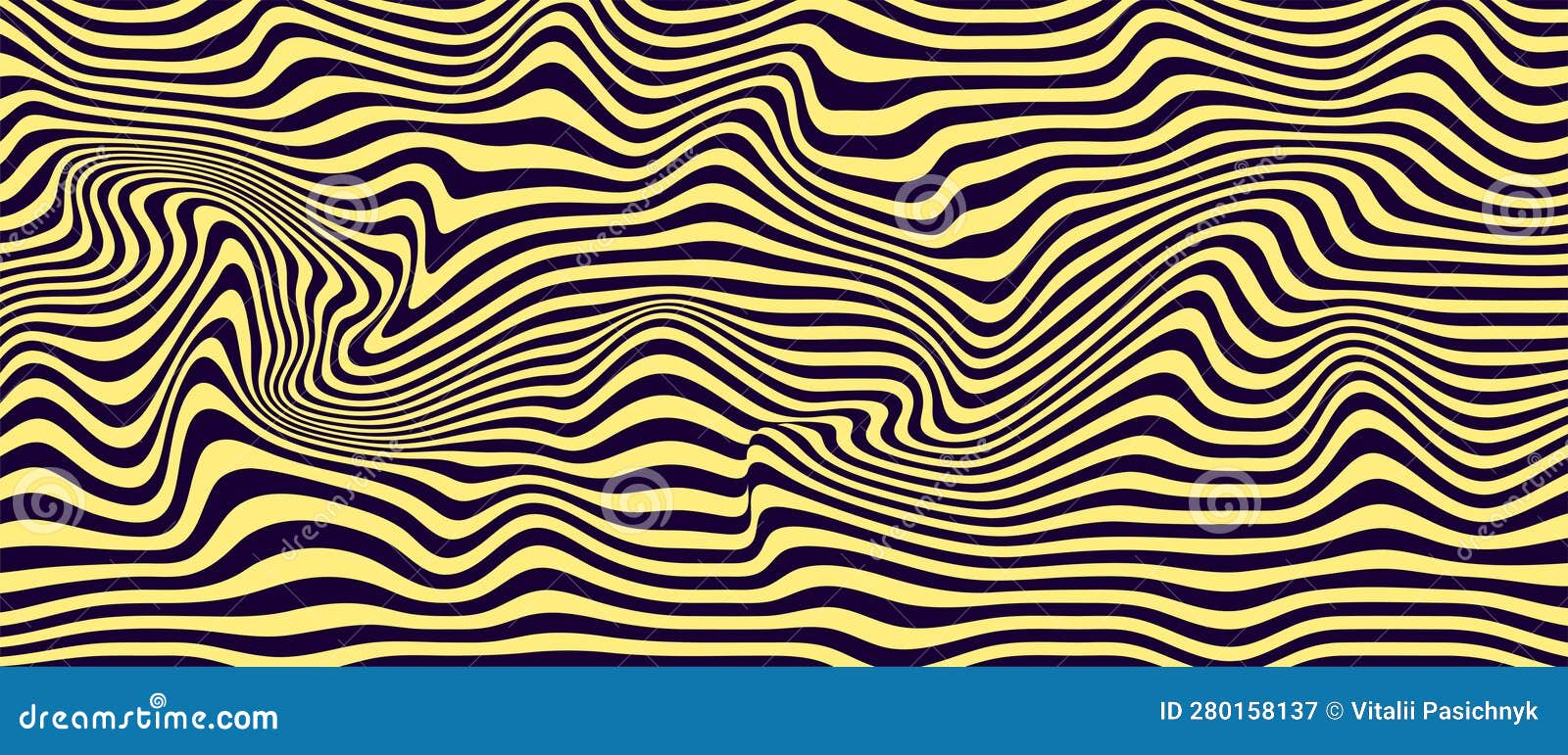 Abstract Optical Illusion Wave. a Flow of Yellow and Violet Stripes ...