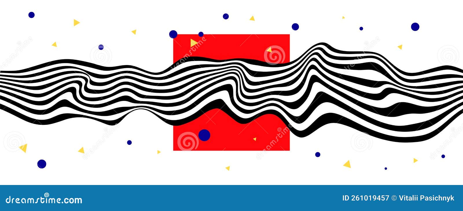 Abstract Optical Illusion Wave on Geometric Background. a Flow of Black ...