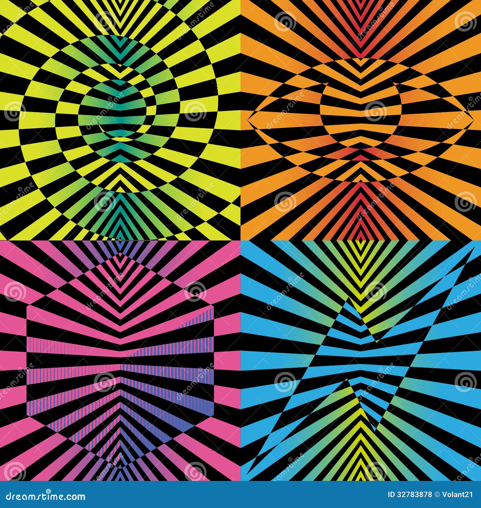 Abstract Optical Illusions. Stock Vector - Illustration of surreal ...