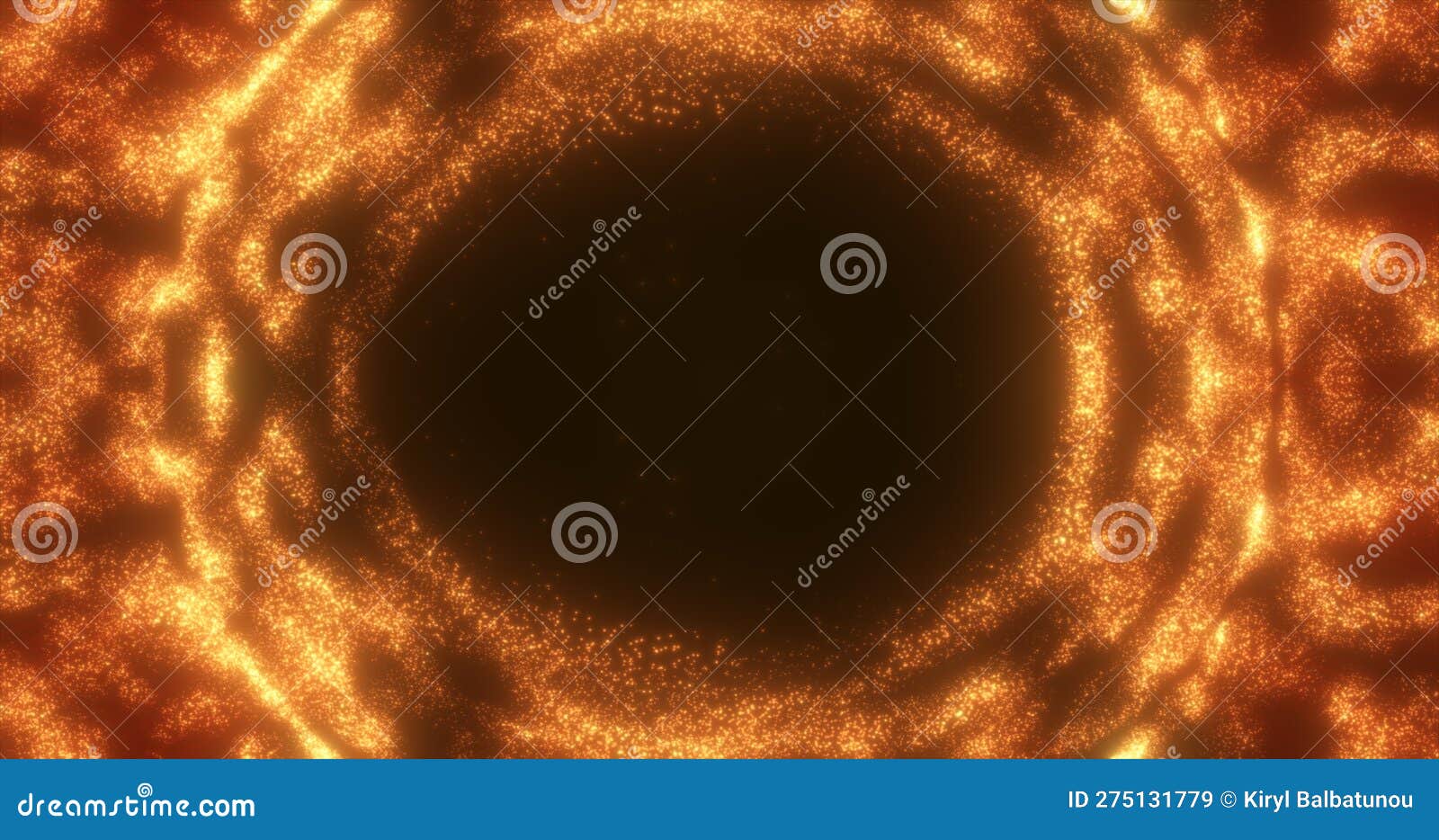 Abstract Orange Background from an Energy Blue Magic Ring of a Round ...