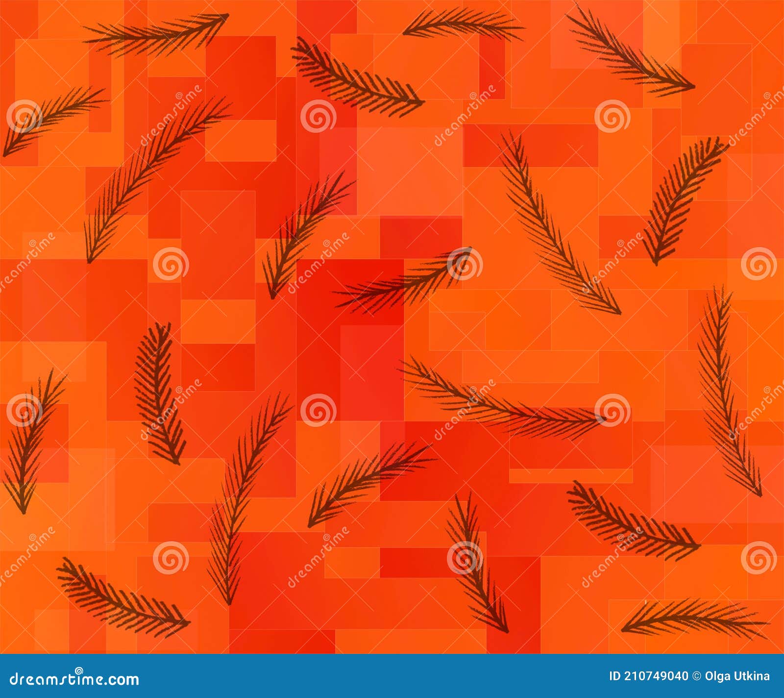 Abstract Orange Background with Flying Birds and Falling Feathers Stock ...