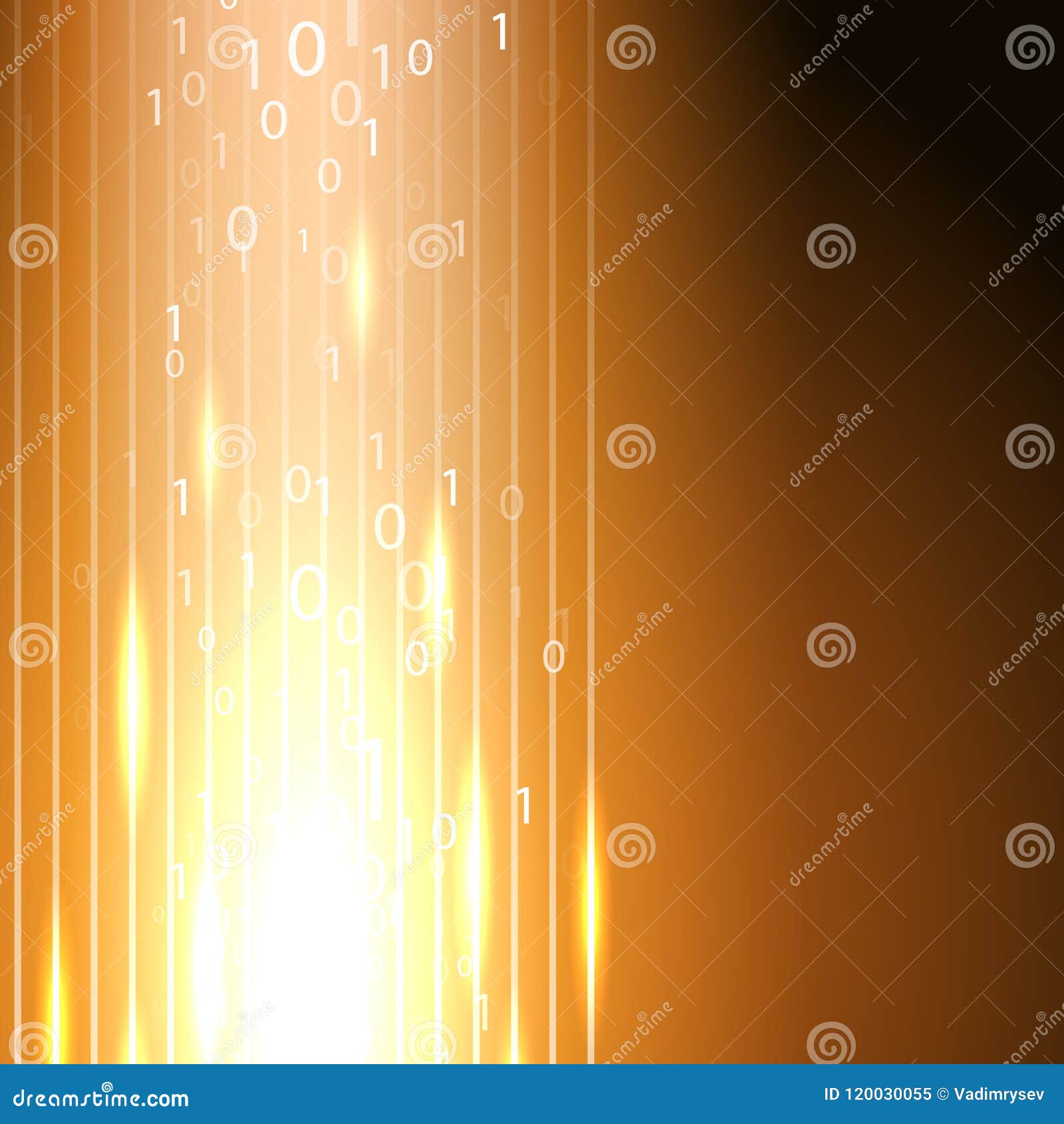 Orange Background with Stream of Binary Code Stock Vector ...