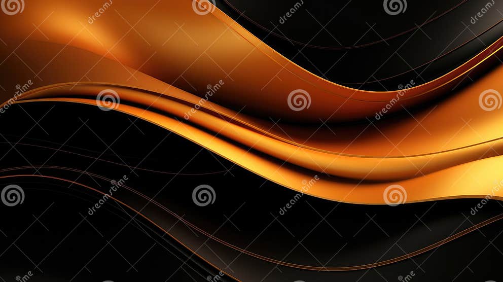 Abstract Orange, Black and Gold Background with Waves Stock Photo ...