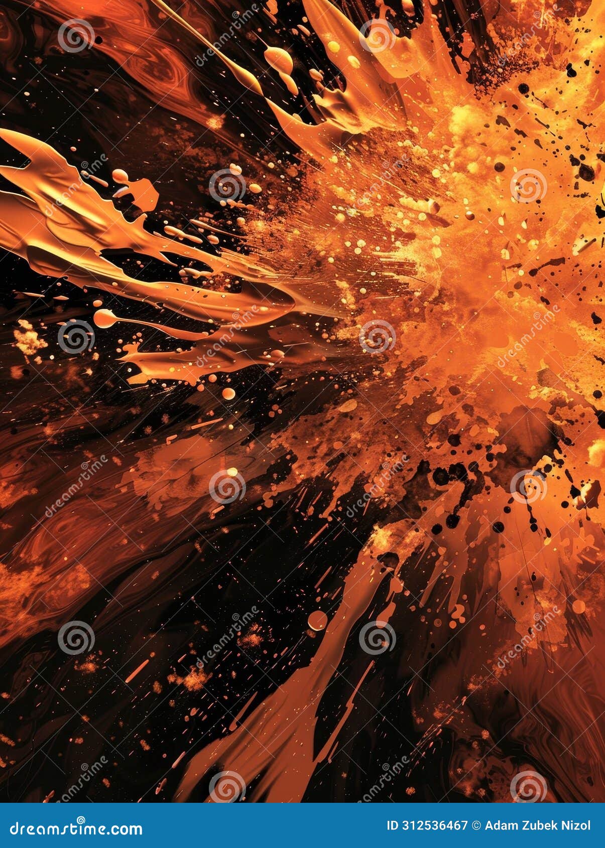 Abstract Orange and Black Paint Explosion Stock Illustration ...