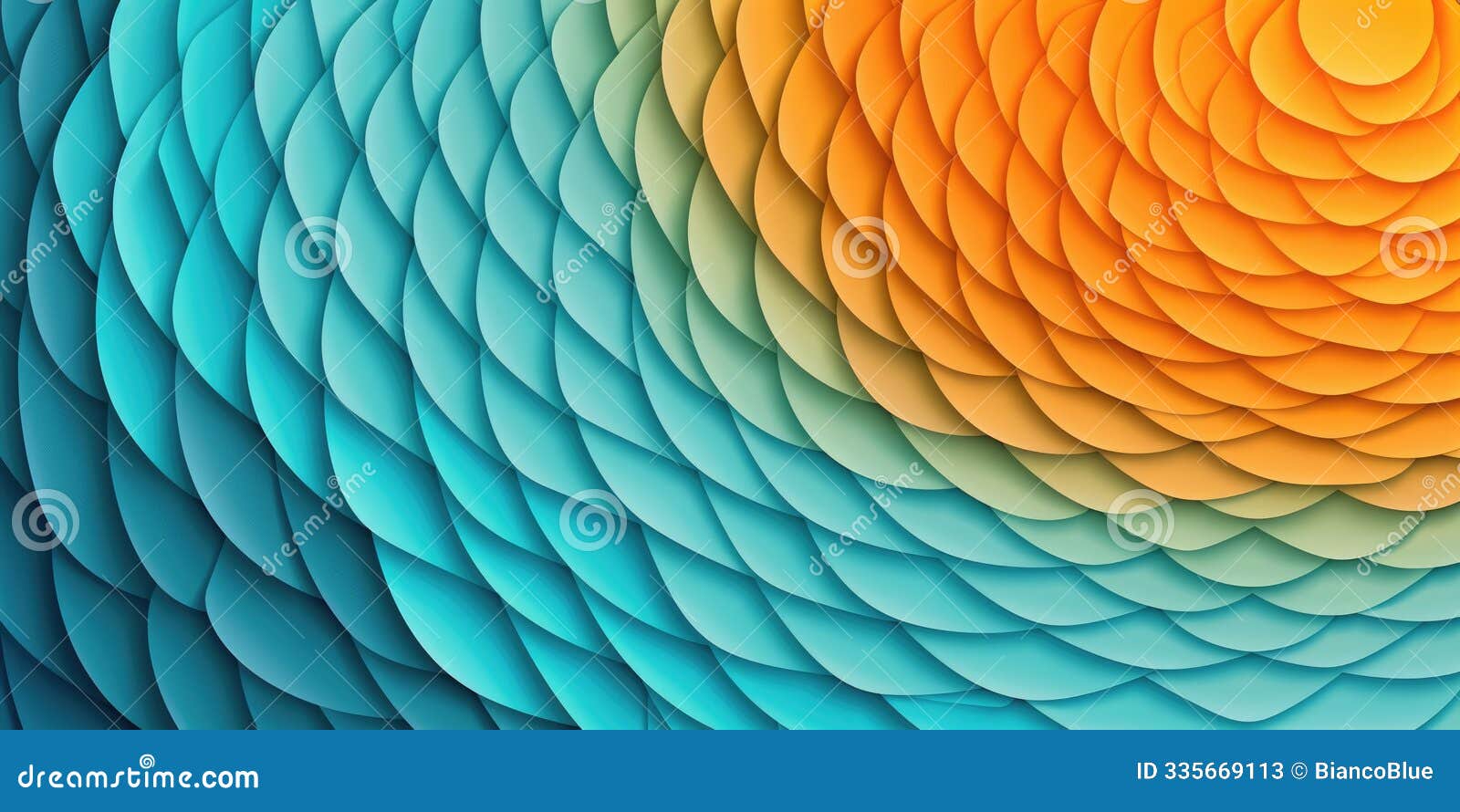 An Abstract Orange and Blue Circle Round Curve Shape with Circular Wave ...