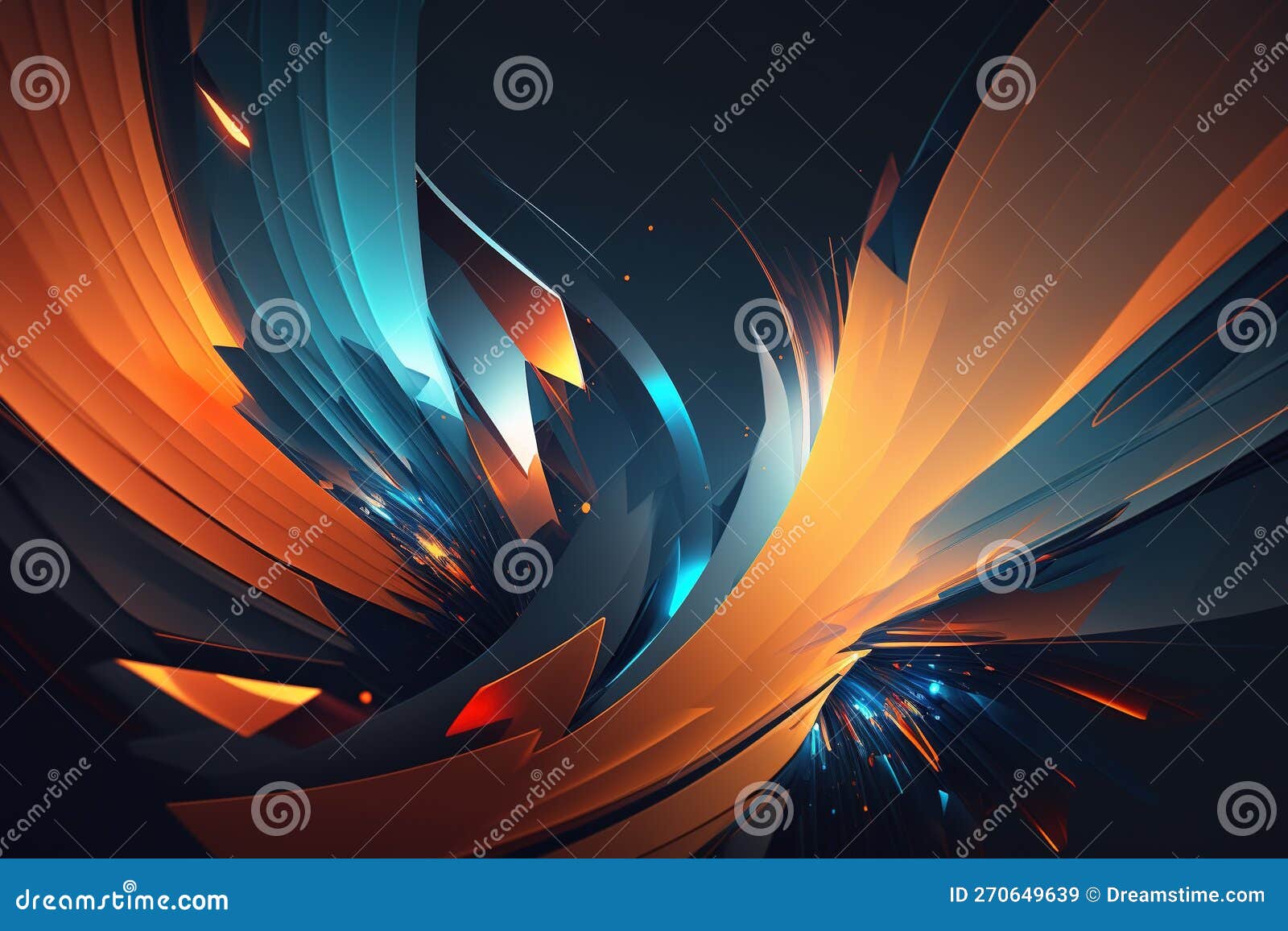 Abstract Orange and Blue Light Effects. Generative AI Stock ...