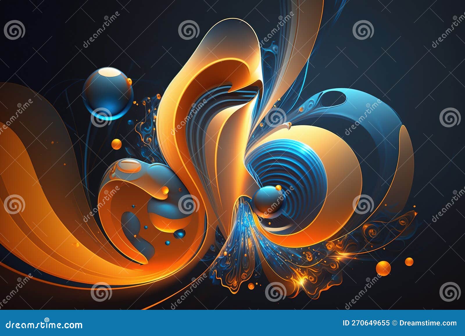 Abstract Orange and Blue Light Effects. Generative AI Stock ...