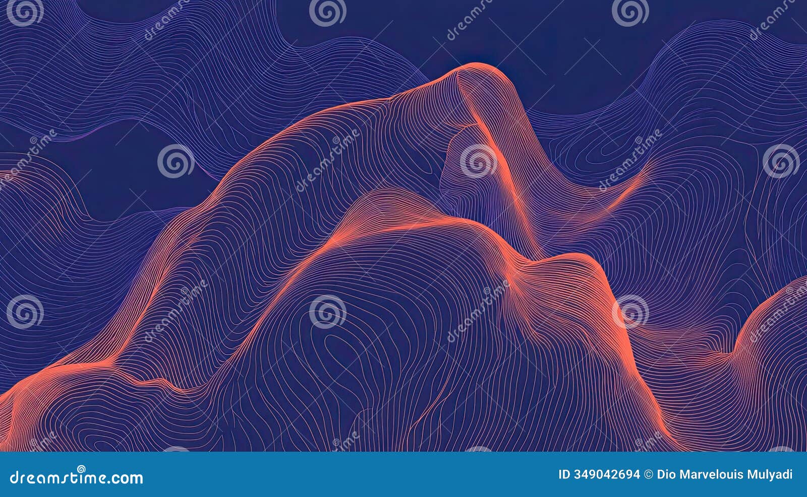 Abstract Orange and Blue Wave Background. Concept of Flow, Energy, and ...