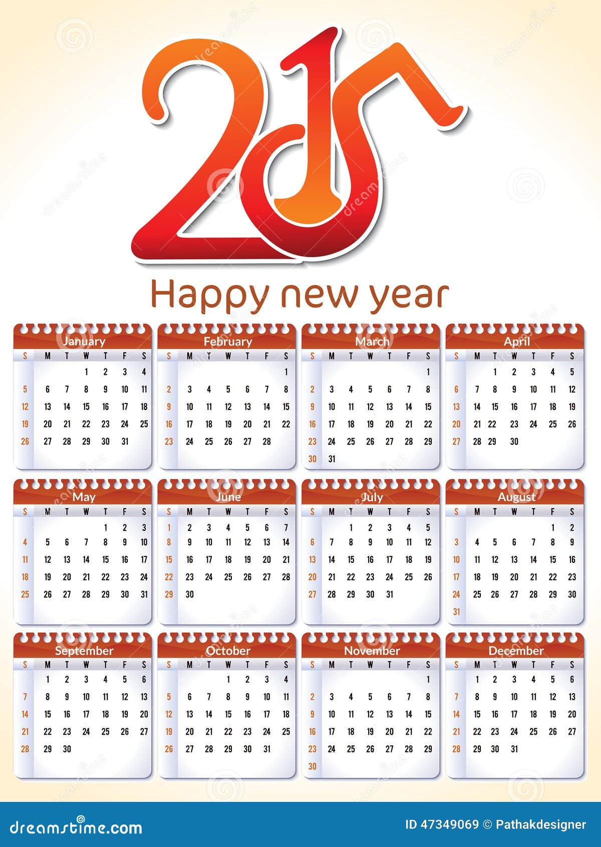 Abstract orange calender stock vector. Illustration of orange - 47349069