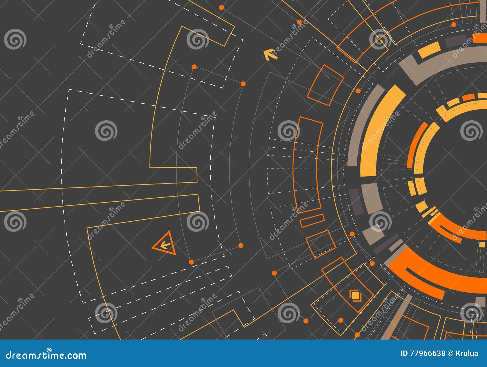 Abstract Orange Colored Technological Background with Various Te Stock ...