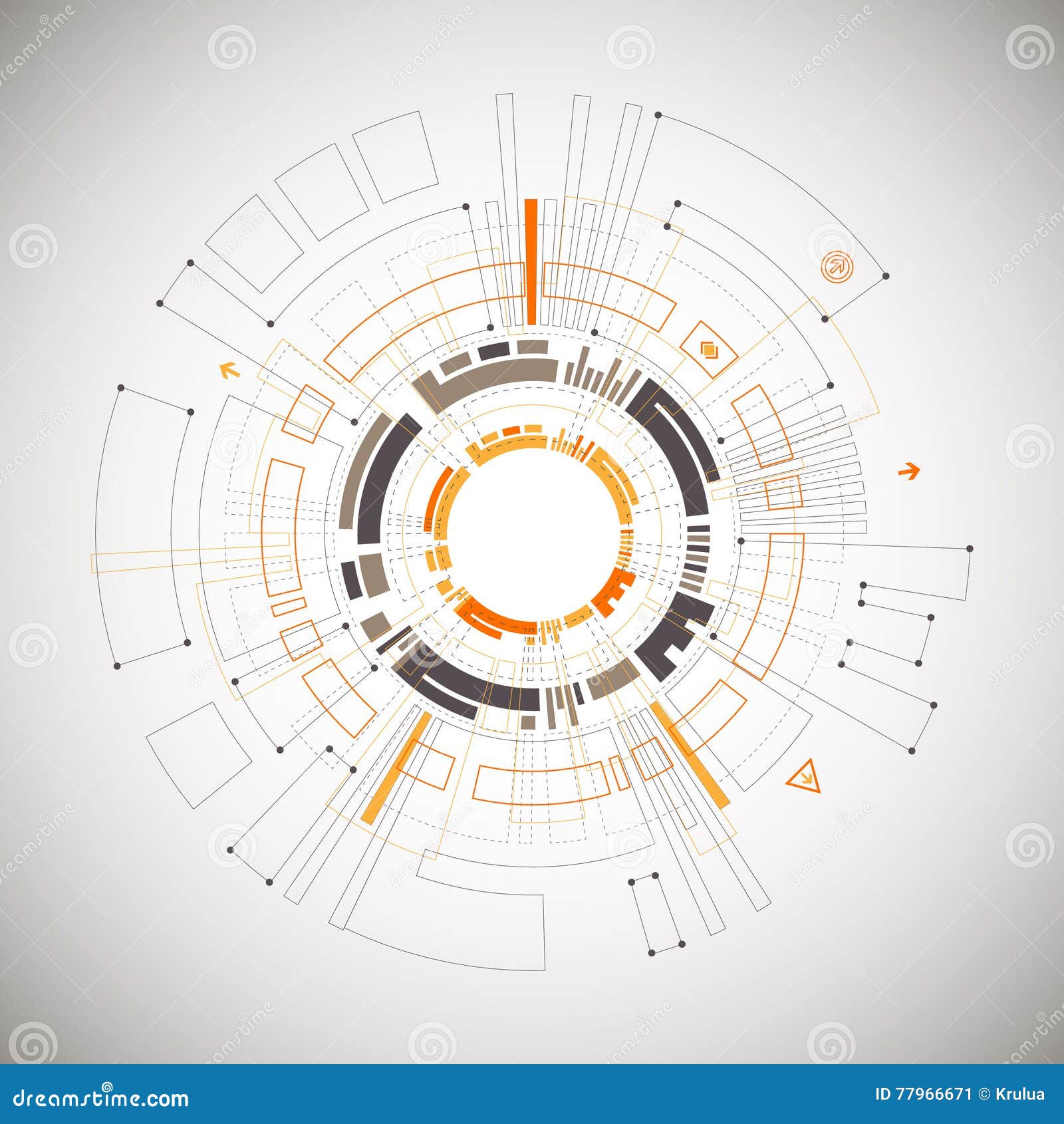 Abstract Orange Colored Technological Background with Various Te Stock ...