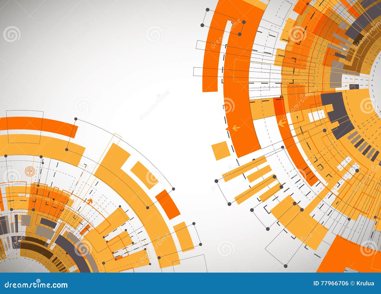 Abstract Orange Colored Technological Background with Various Te Stock ...
