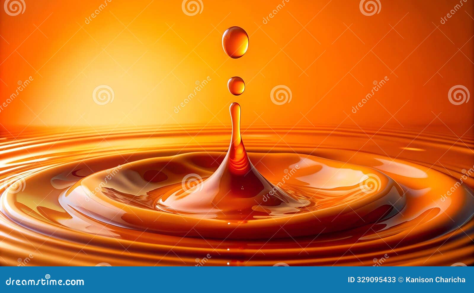 Orange Drop In Glass Flask With Vial And Chemical Molecular On Blue ...