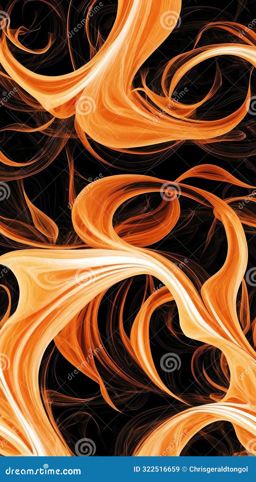 Abstract Orange Fire Design in Black Ai Generated Stock Illustration ...