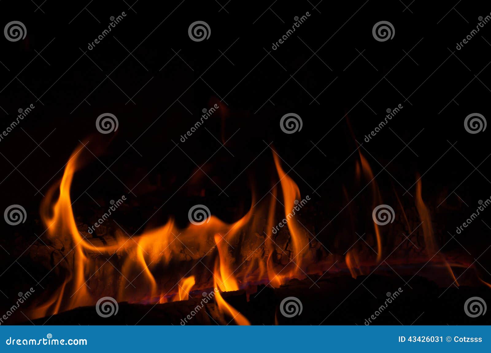 Fire Horns On Black Background. Flaming Patterns And Abstract Smoke ...