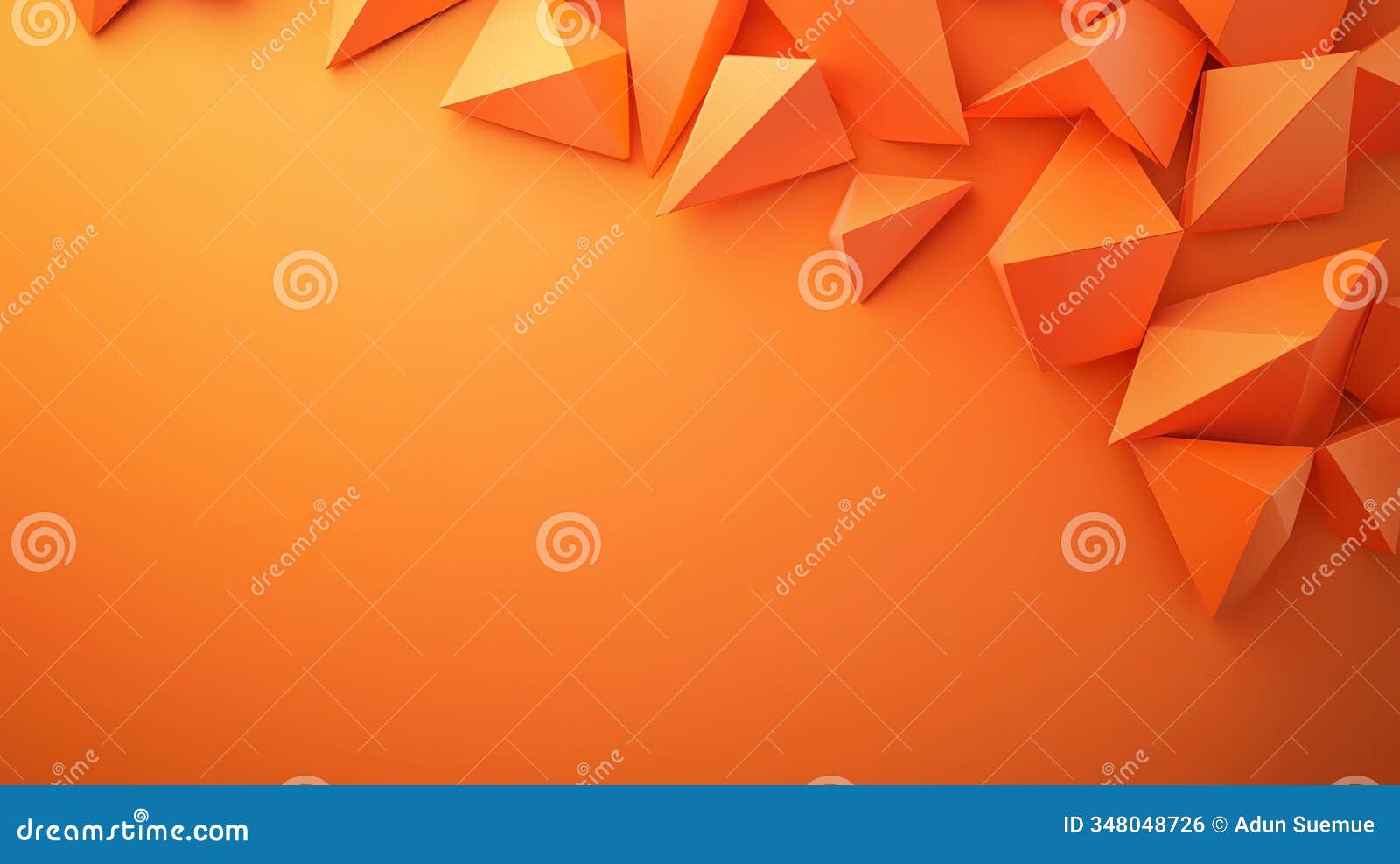Abstract Orange Geometric Background with 3D Low Poly Pyramids Creative ...
