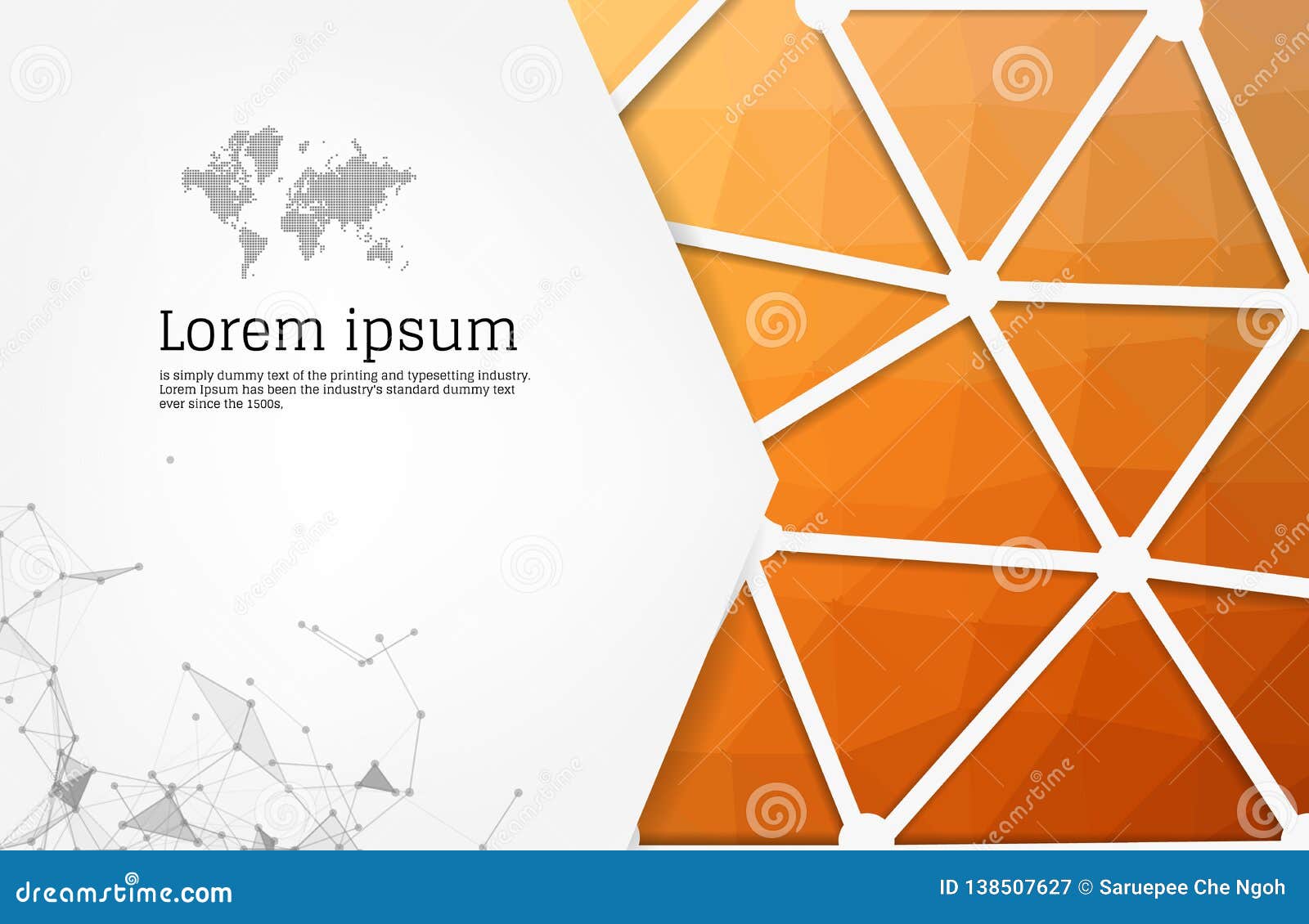Abstract Orange Geometric Design Template with Triangular Polygonal ...