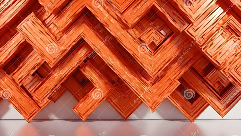 Abstract Orange Geometric Pattern with Glossy Overlapping Shapes and ...