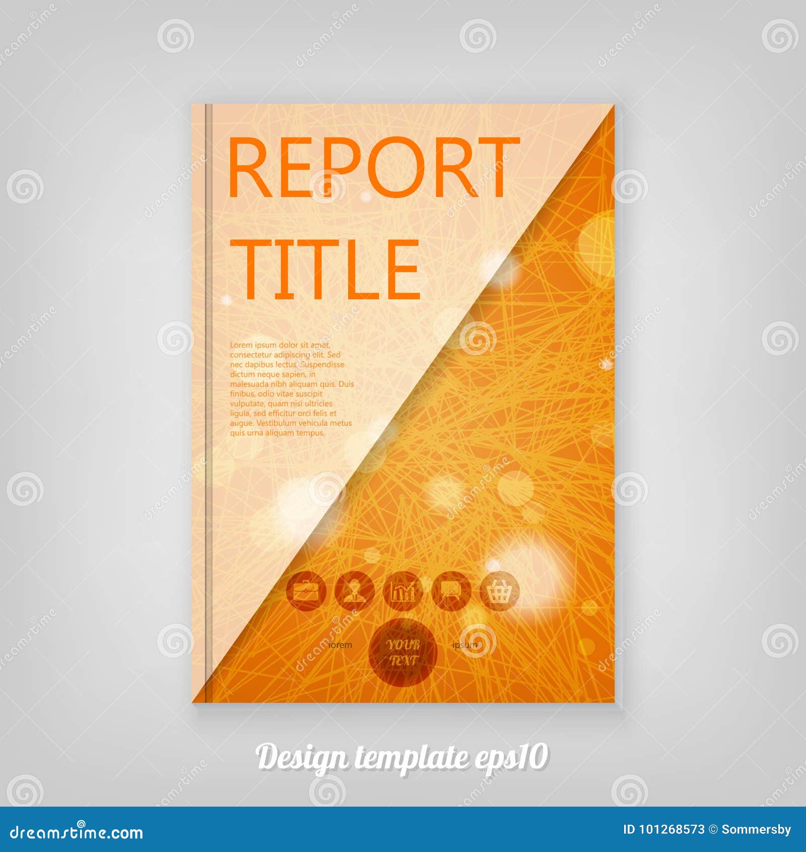 Abstract Orange Geometric Report Cover Design with Triangular St Stock ...