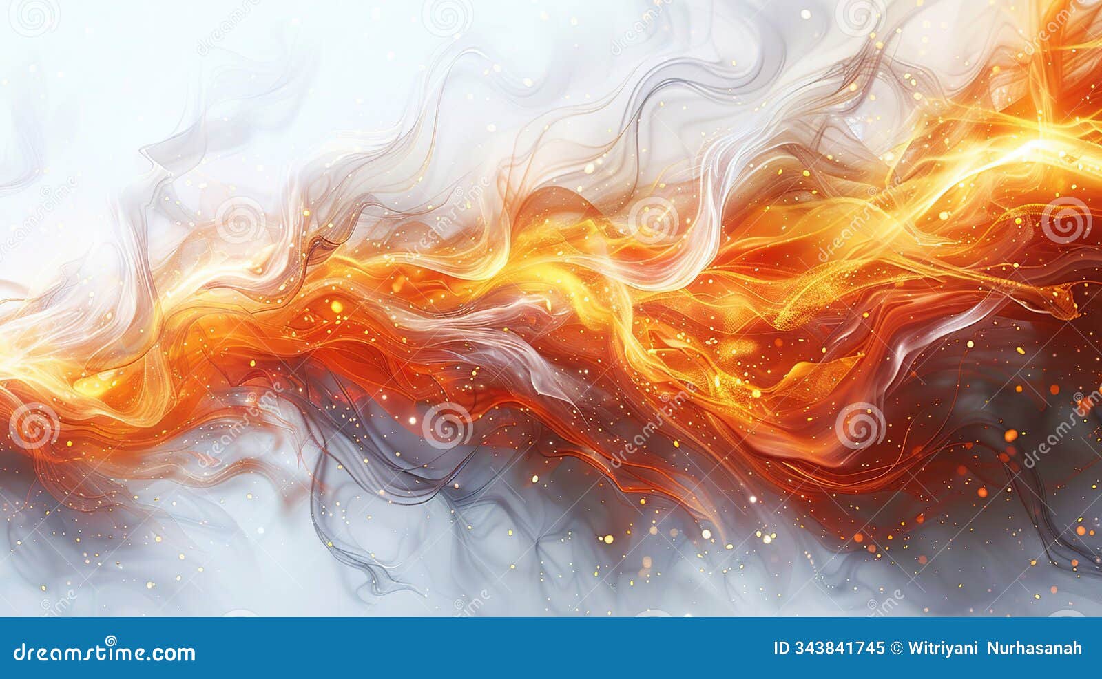 Abstract Orange and Grey Flames with Flowing Motion on White Background ...