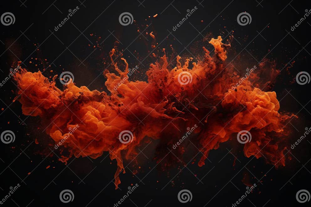 Abstract Orange Ink Splash on Black Background Stock Illustration ...