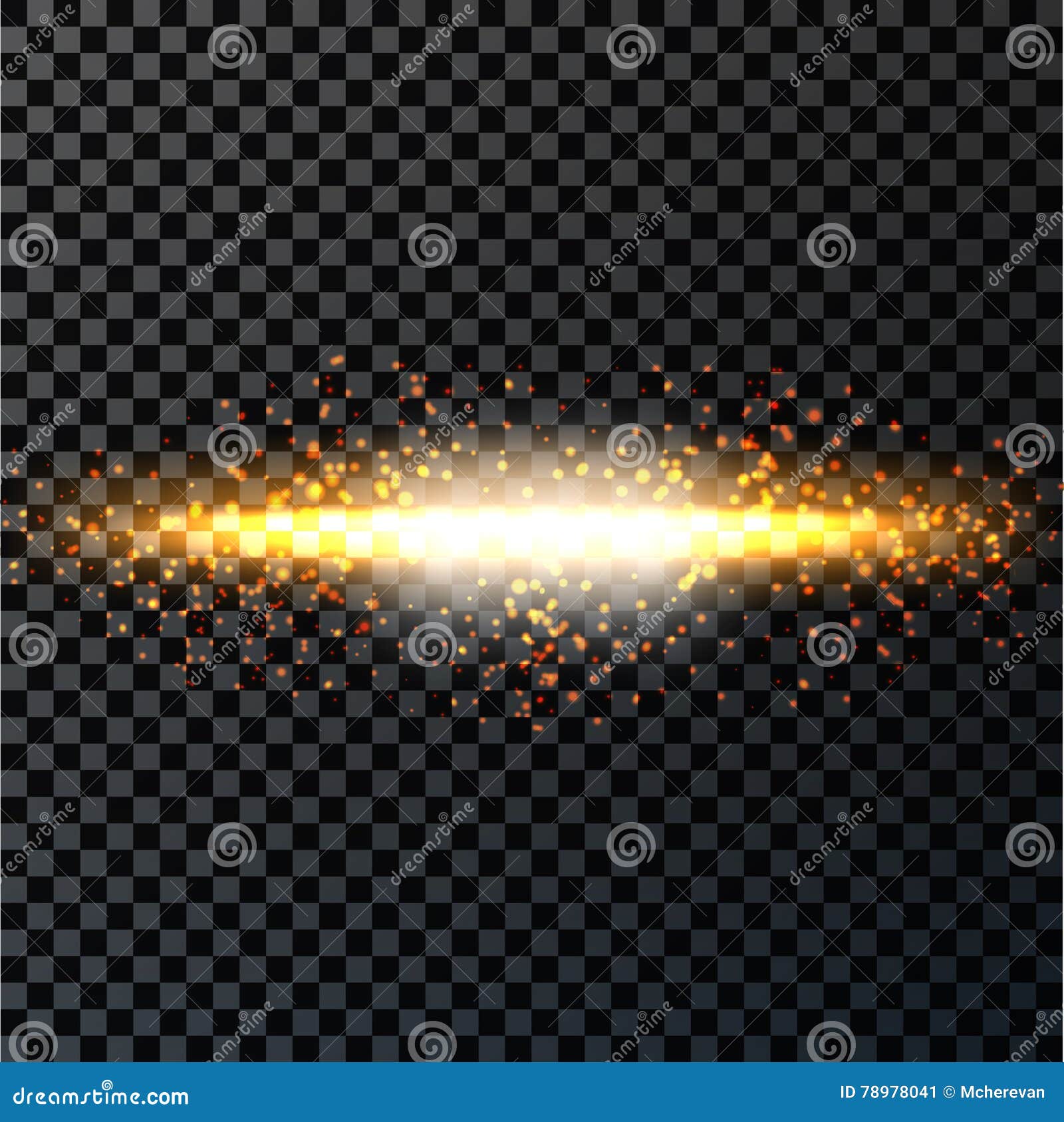 Abstract Orange Light and Fire Flash Element on Dark Transparent ...