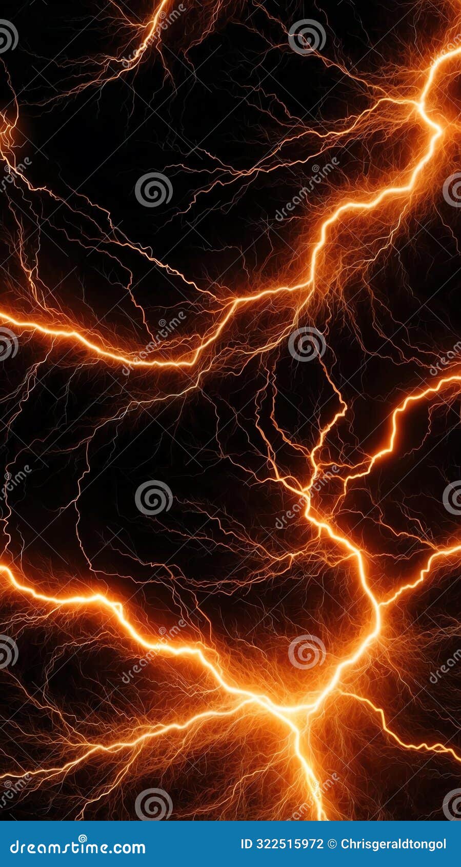 Abstract Orange Lightning Design in Black Ai Generated Stock ...